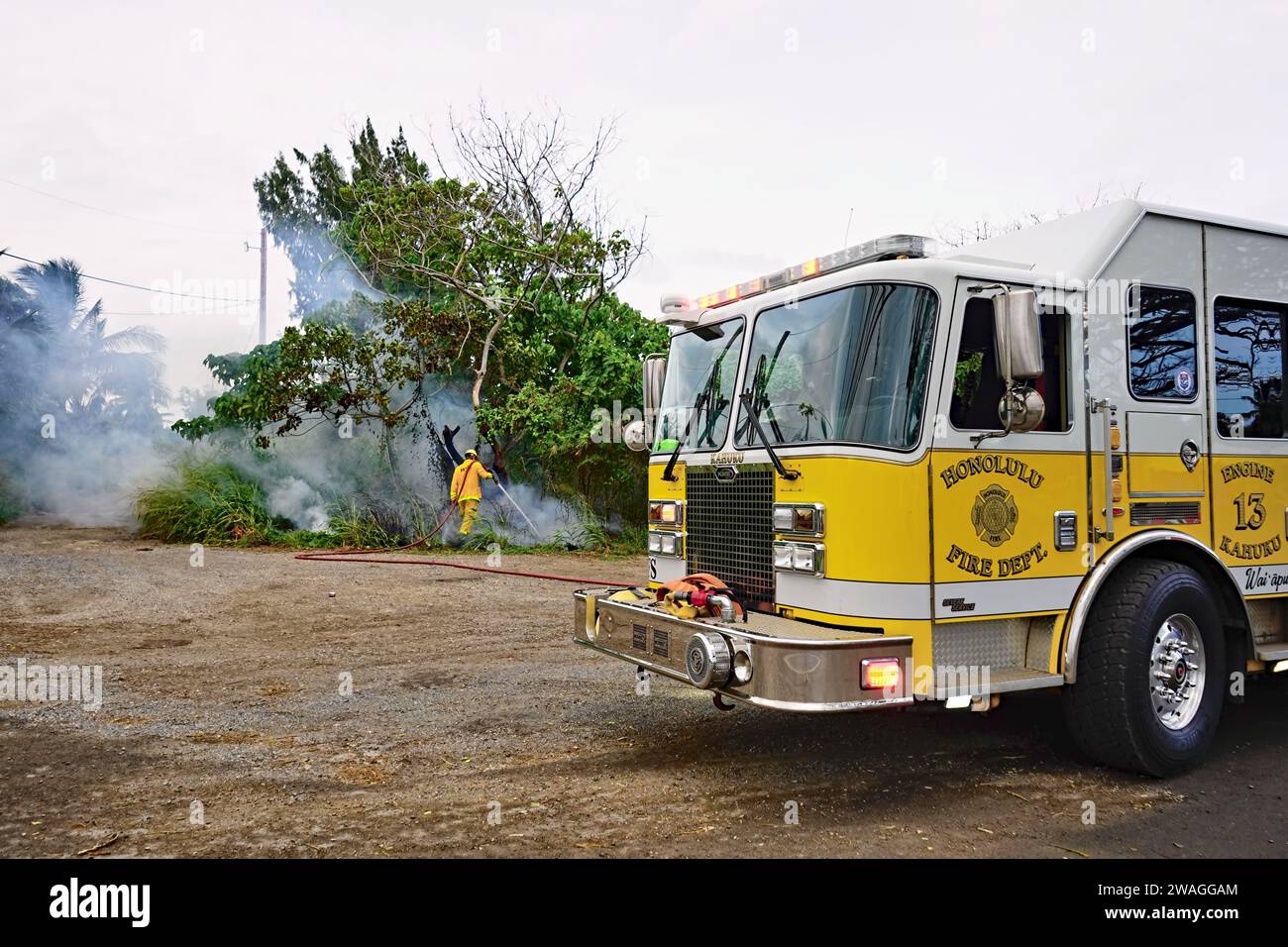 Kahuku, HI - Jan 3, 2024 : Engine 13 Kahuku firefighters respond with ...