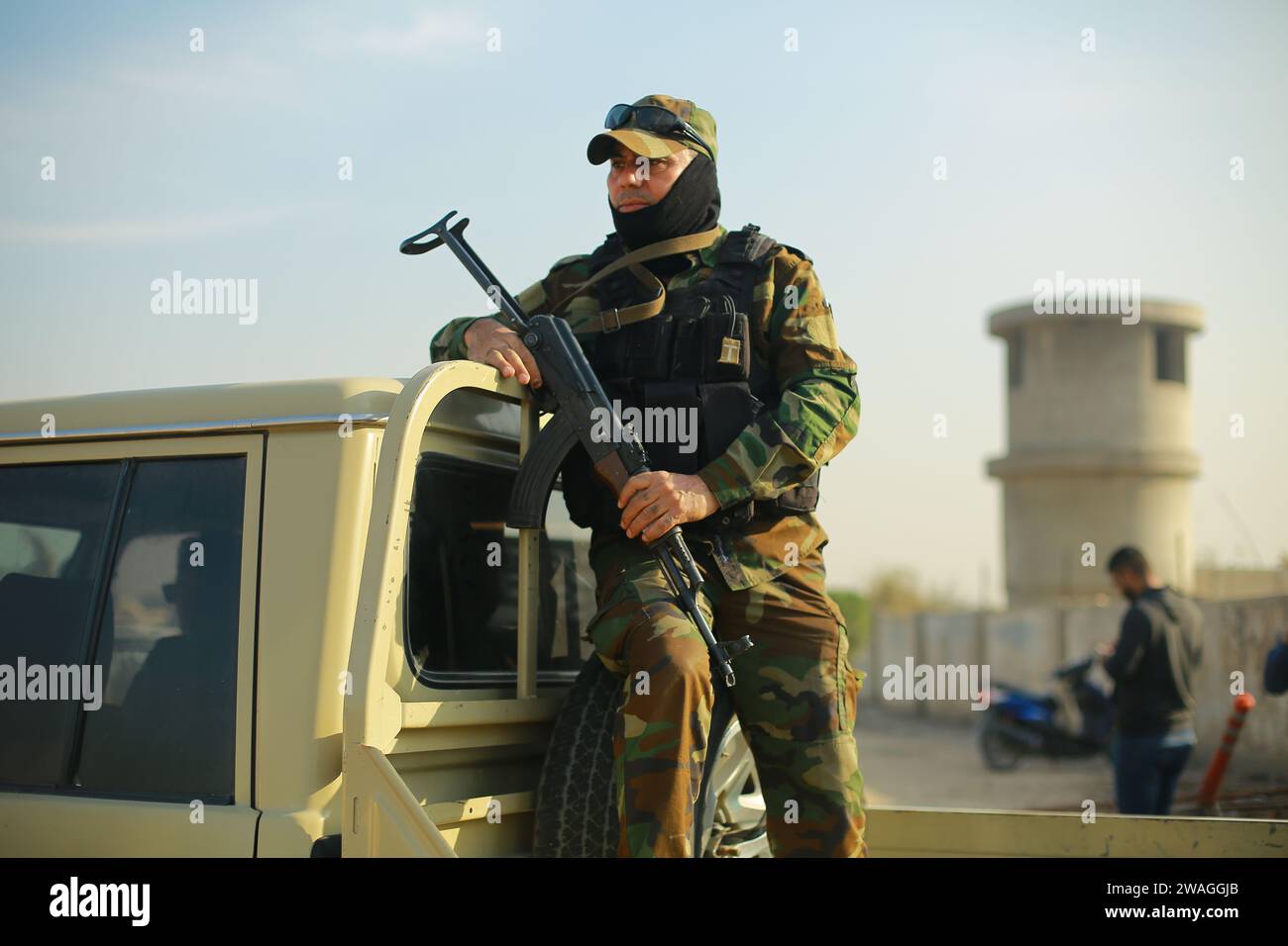 Baghdad, Iraq. 04th Jan, 2024. A member of the Popular Mobilization ...