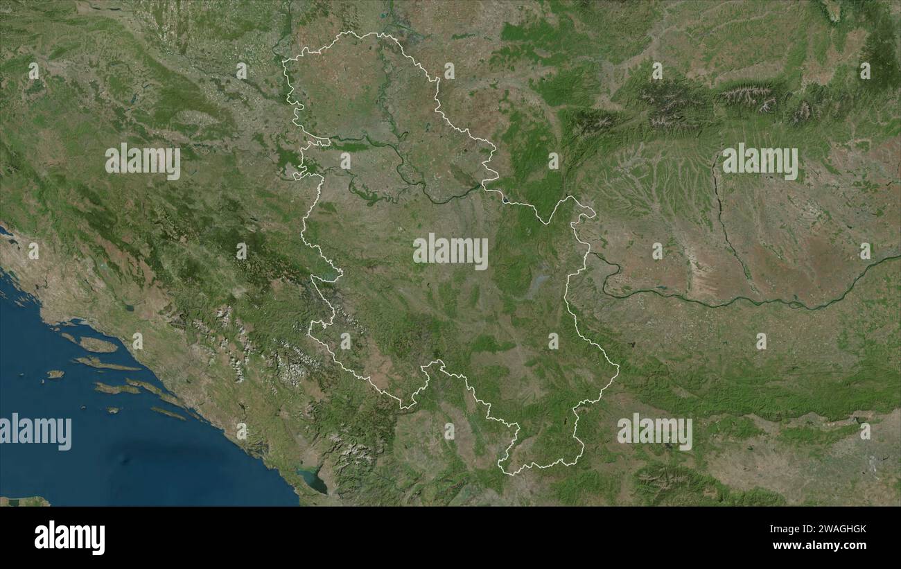 Serbia outlined on a high resolution satellite map Stock Photo - Alamy