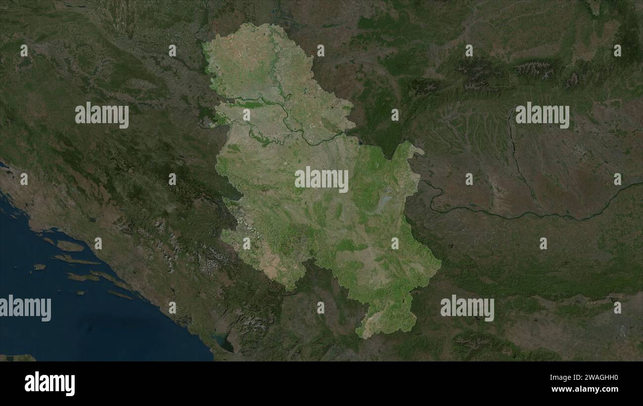 Serbia highlighted on a high resolution satellite map Stock Photo - Alamy