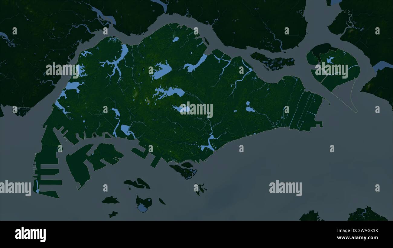 Singapore highlighted on a Colored elevation map with lakes and rivers Stock Photo - Alamy