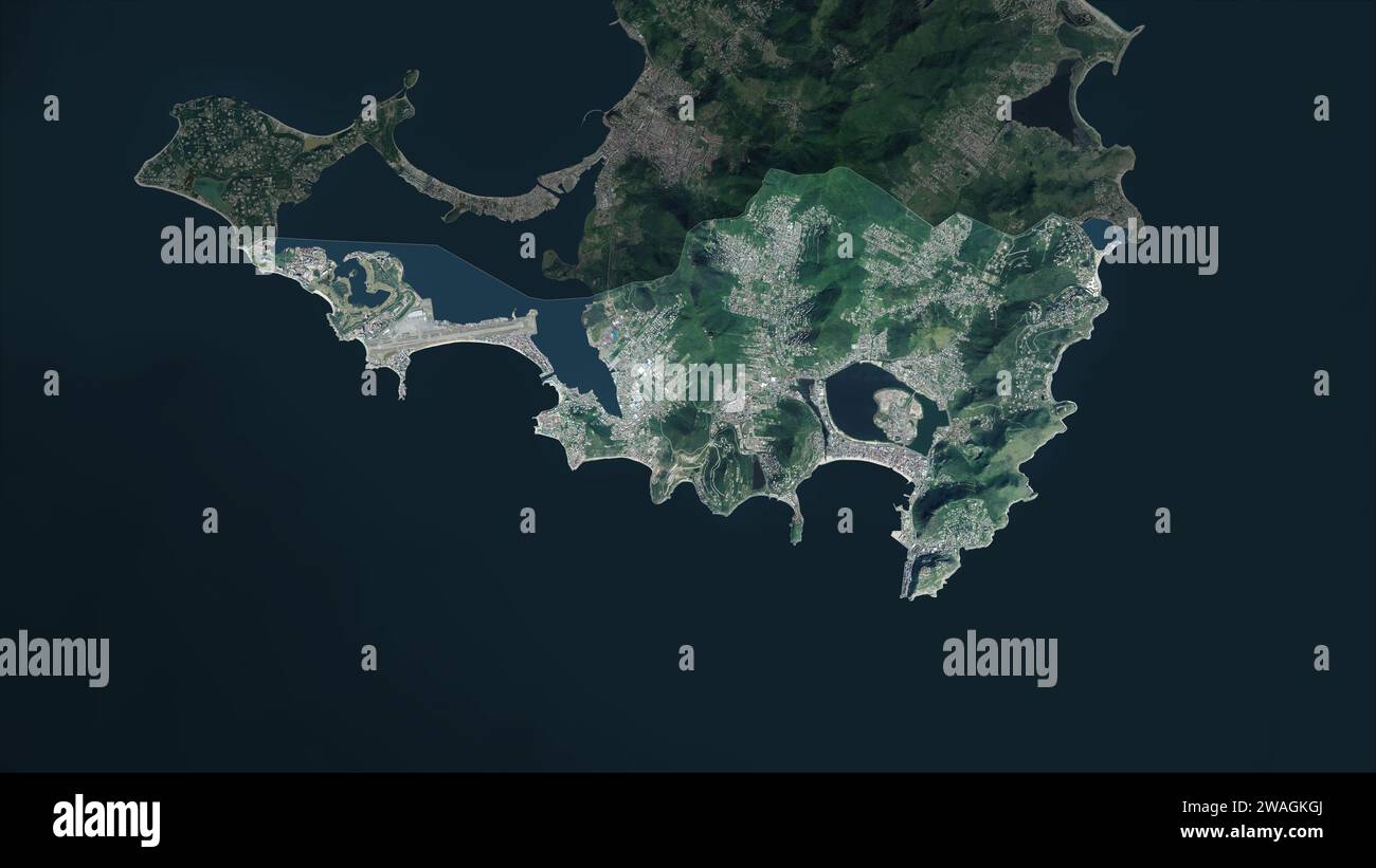 Sint Maarten highlighted on a high resolution satellite map Stock Photo ...