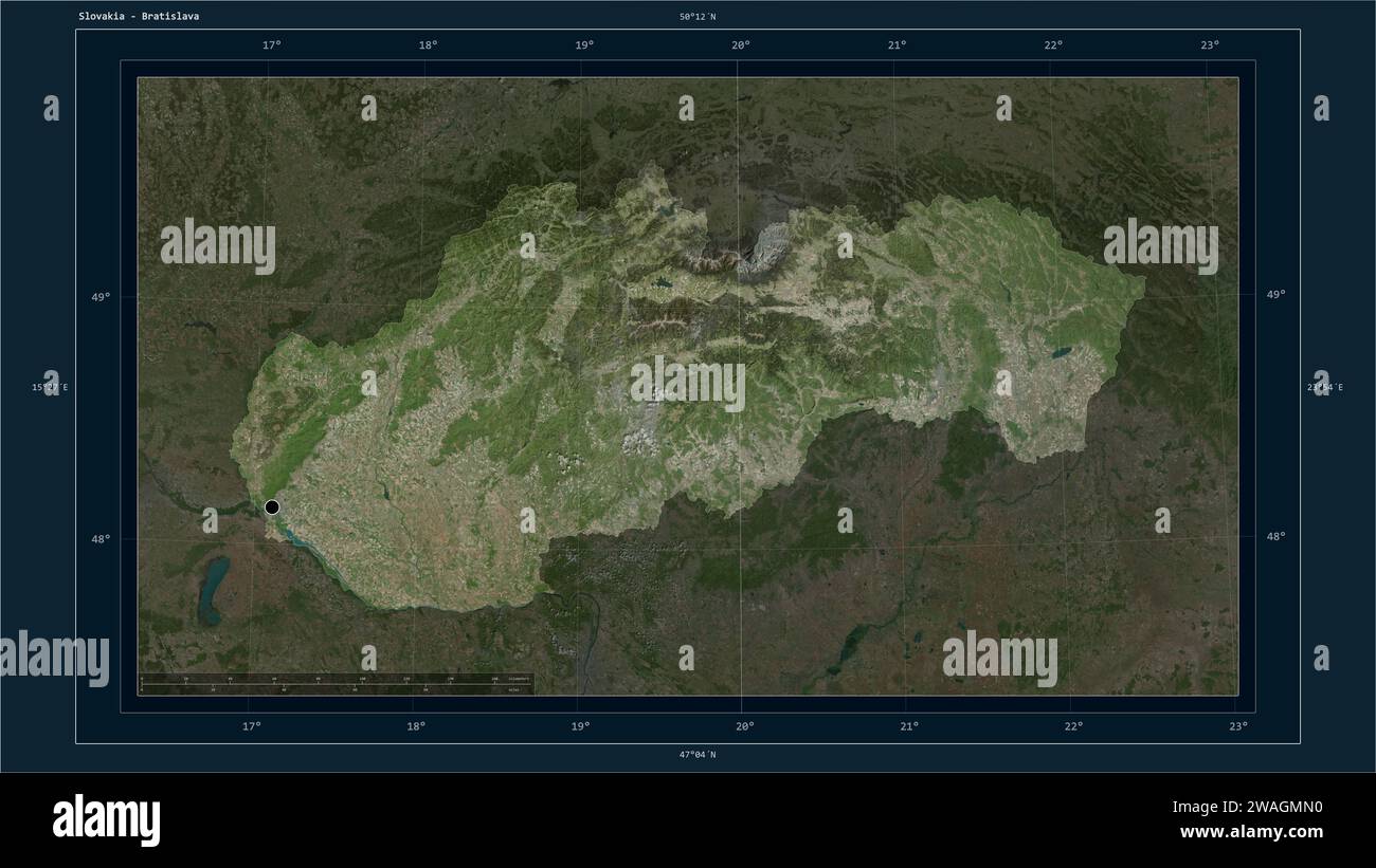 Slovakia highlighted on a high resolution satellite map map with the ...