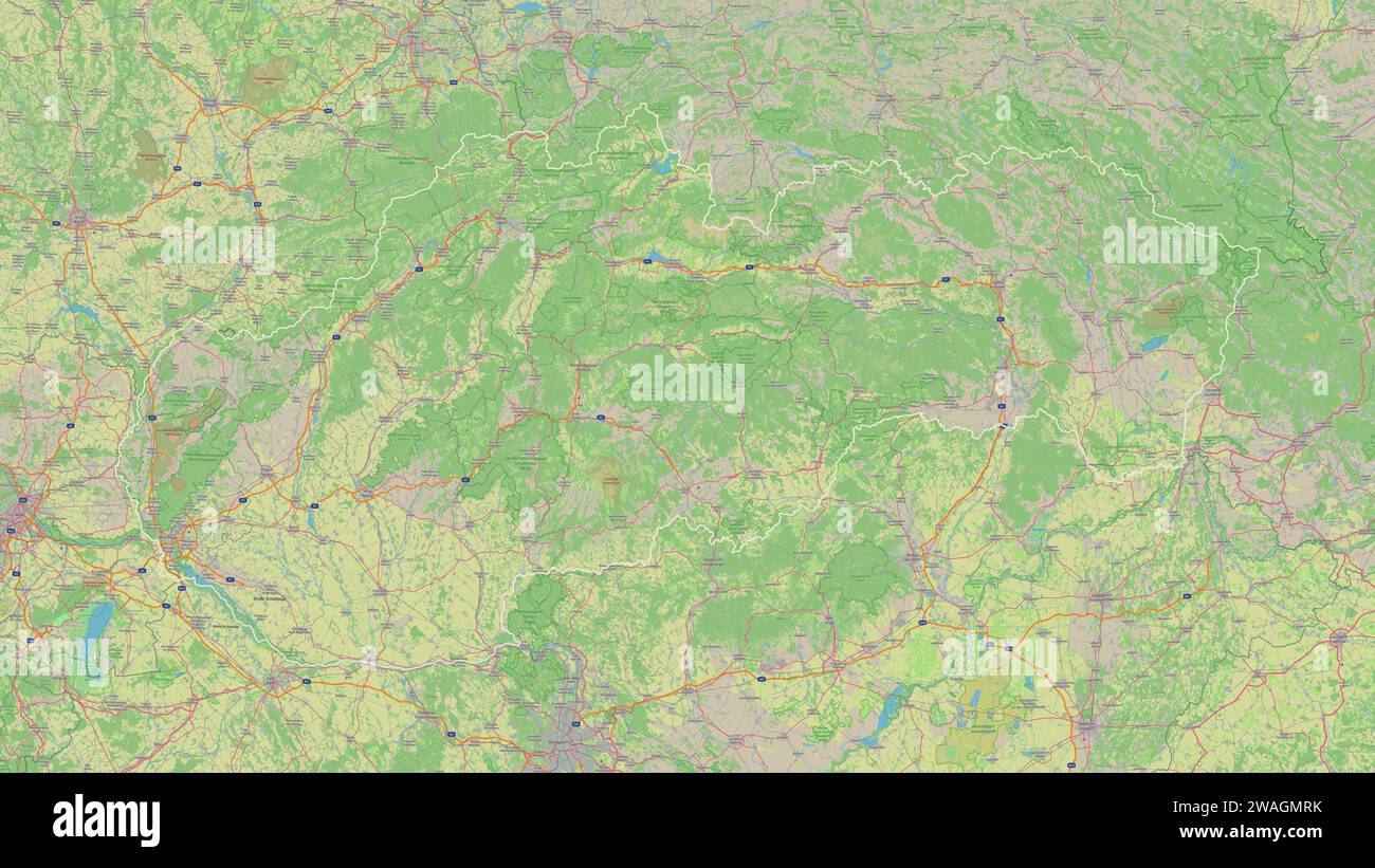 Slovakia outlined on a topographic, OSM Germany style map Stock Photo - Alamy