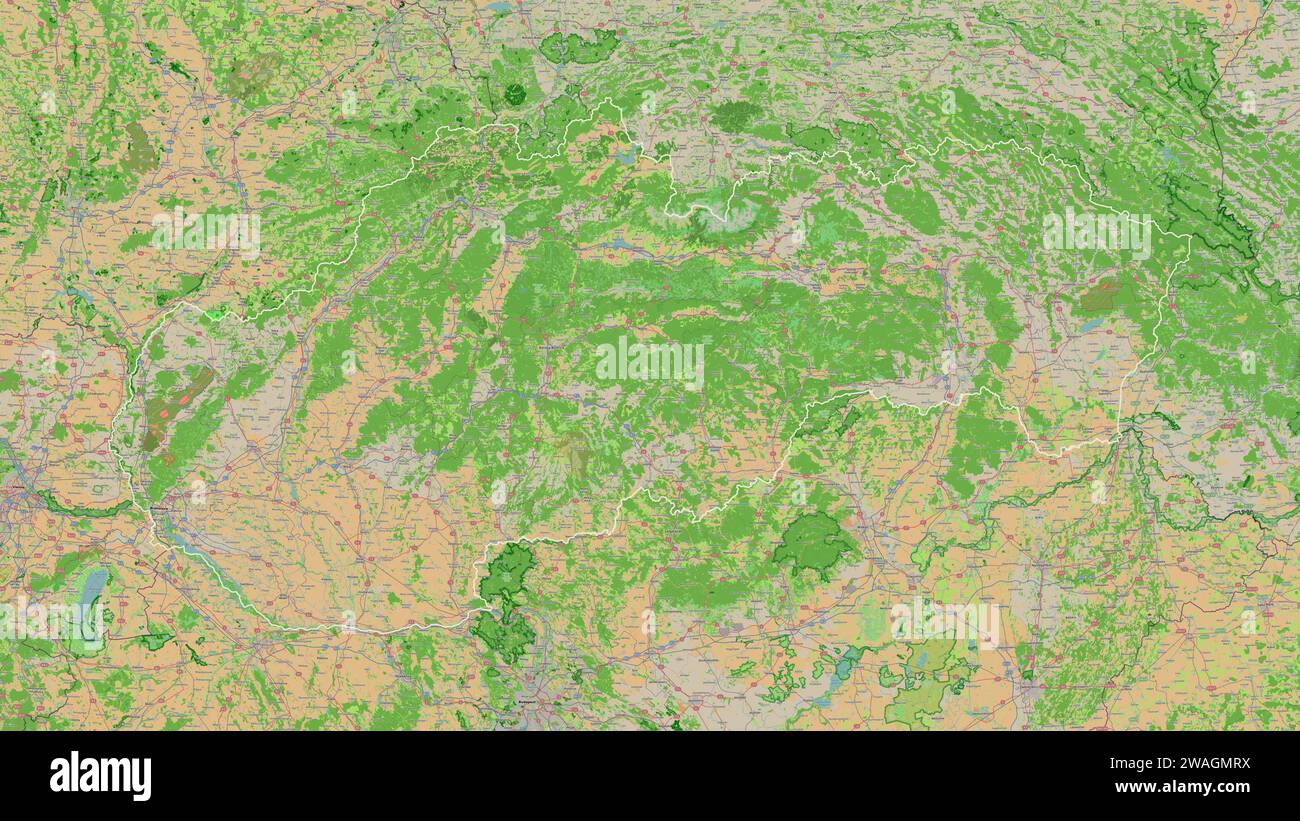 Slovakia outlined on a topographic, OSM France style map Stock Photo ...