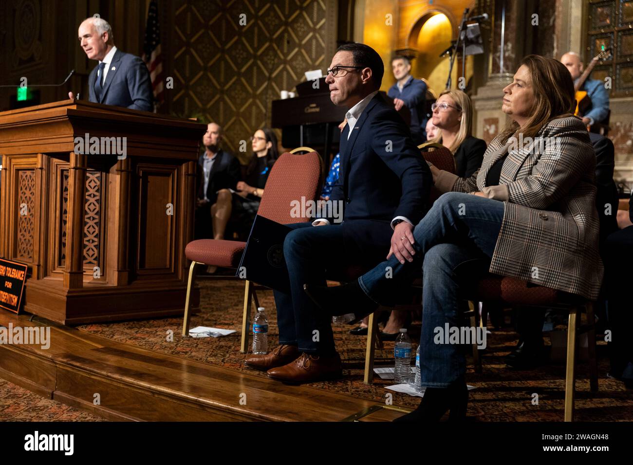 Governor Josh Shapiro greets First Lady of Pennsylvania Lori Shapiro ...