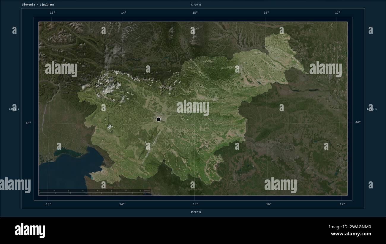Slovenia highlighted on a high resolution satellite map map with the ...