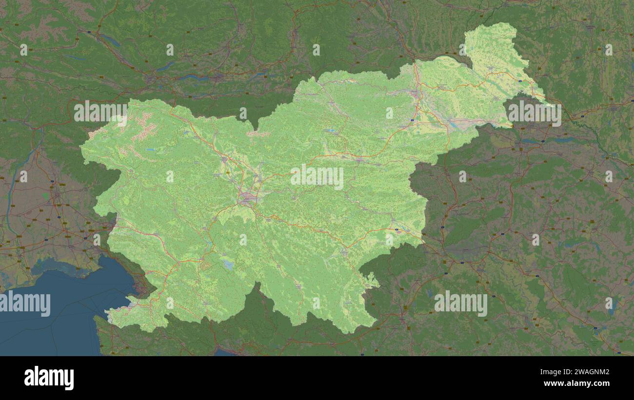 Slovenia highlighted on a topographic, OSM Germany style map Stock Photo - Alamy