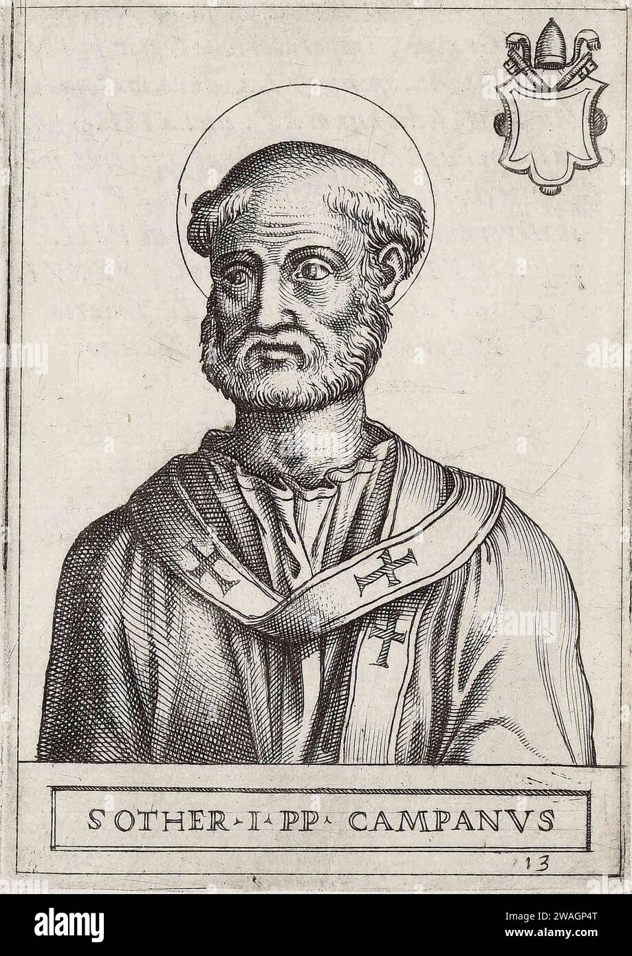 A 1580 illustration of Pope Soter, who was pontiff from AD166 to AD174 ...