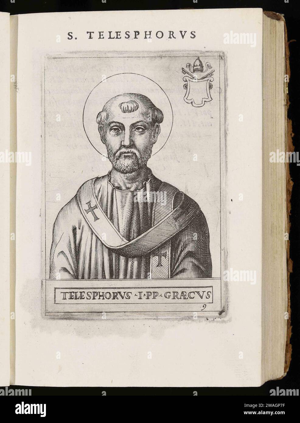 A 1580 engraving of Pope Telesphorus, who was pontiff from AD125 to ...