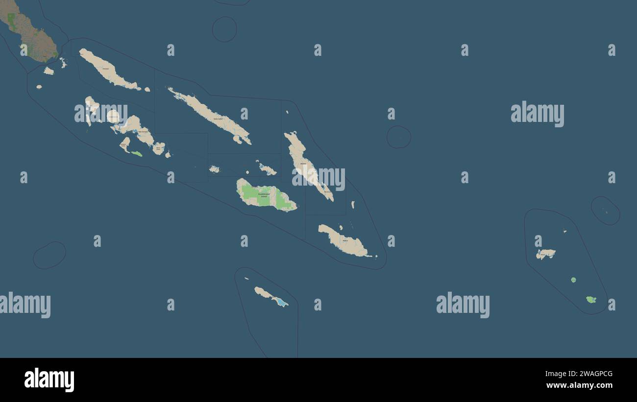 Solomon Islands highlighted on a topographic, OSM standard style map Stock Photo - Alamy