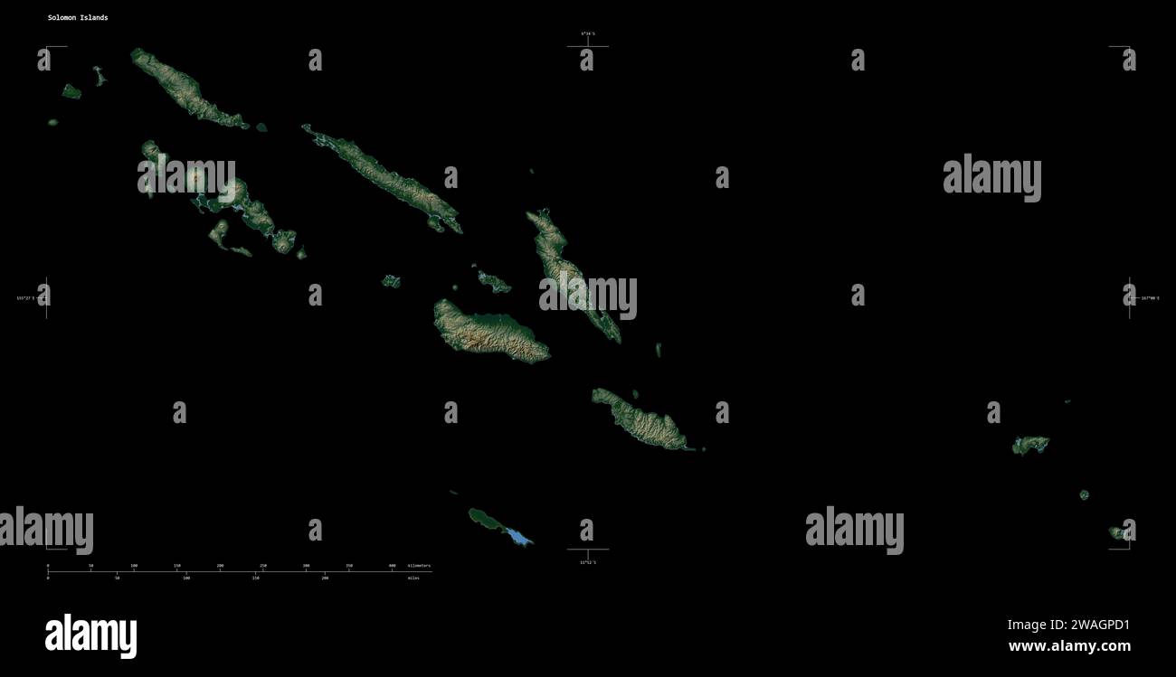 Shape of a Colored elevation map with lakes and rivers of the Solomon ...