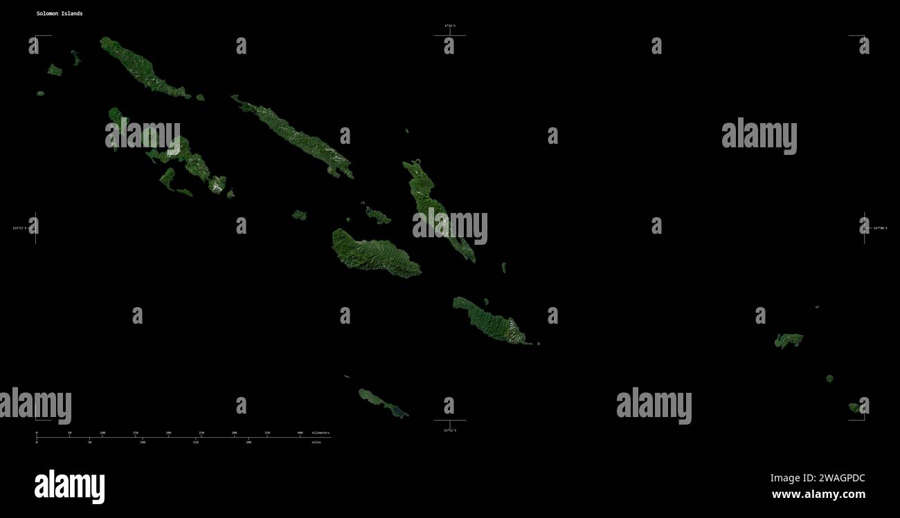 Shape of a low resolution satellite map of the Solomon Islands, with ...