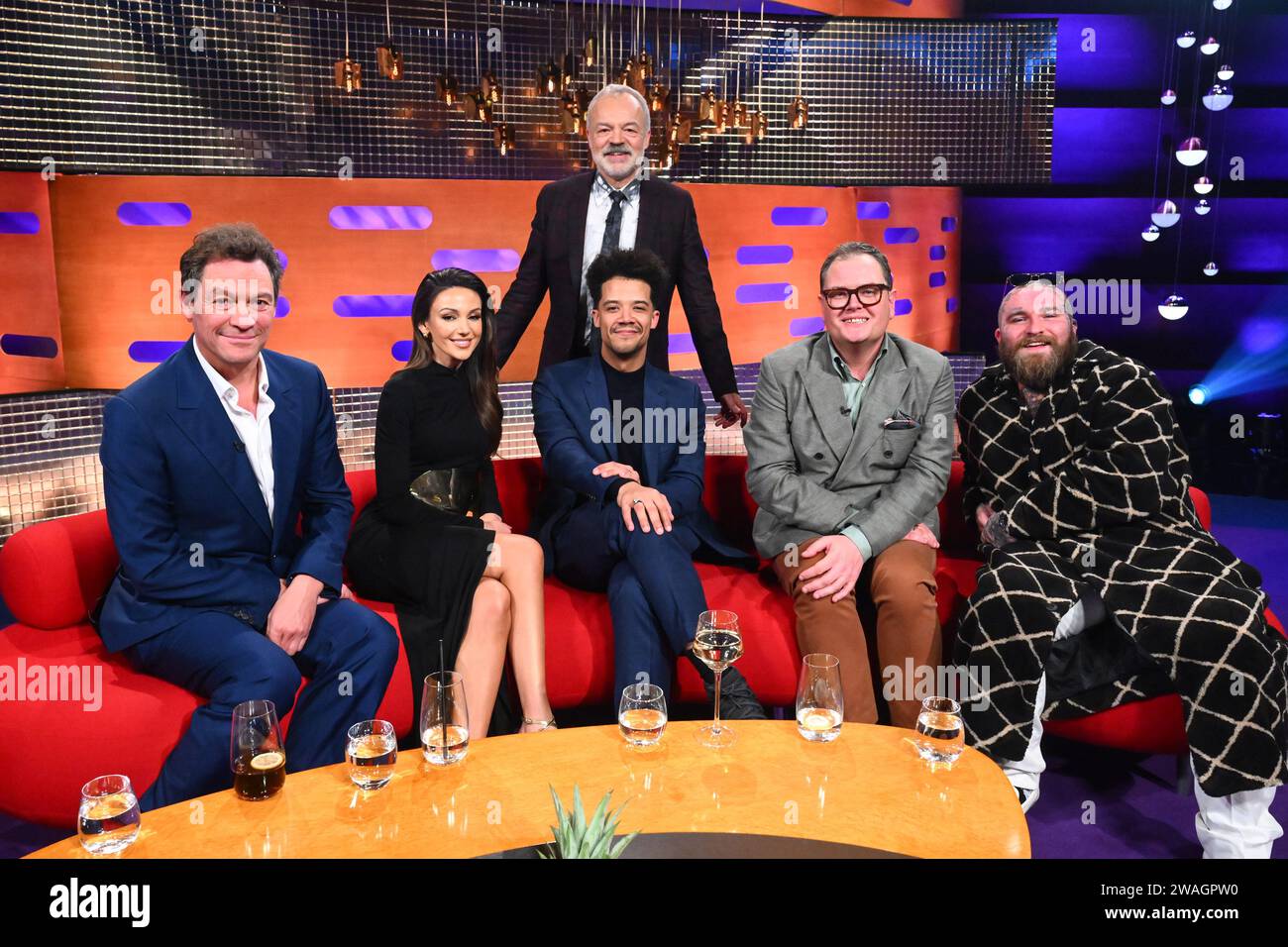 EDITORIAL USE ONLY Dominic West, Michelle Keegan, Jacob Anderson, Alan Carr and Teddy Swims with ...