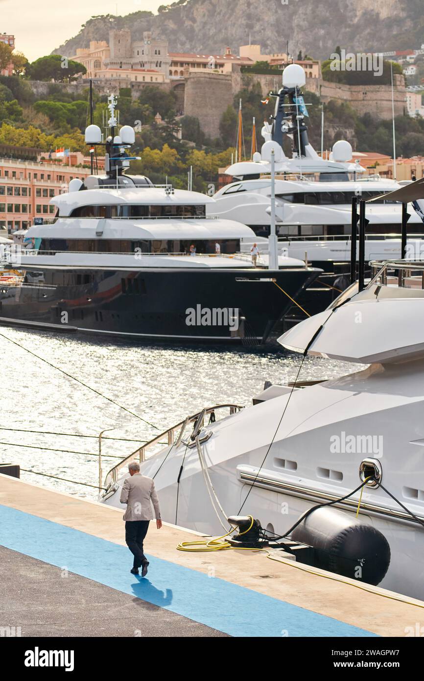 Few huge luxury yachts at the famous motorboat exhibition in the ...