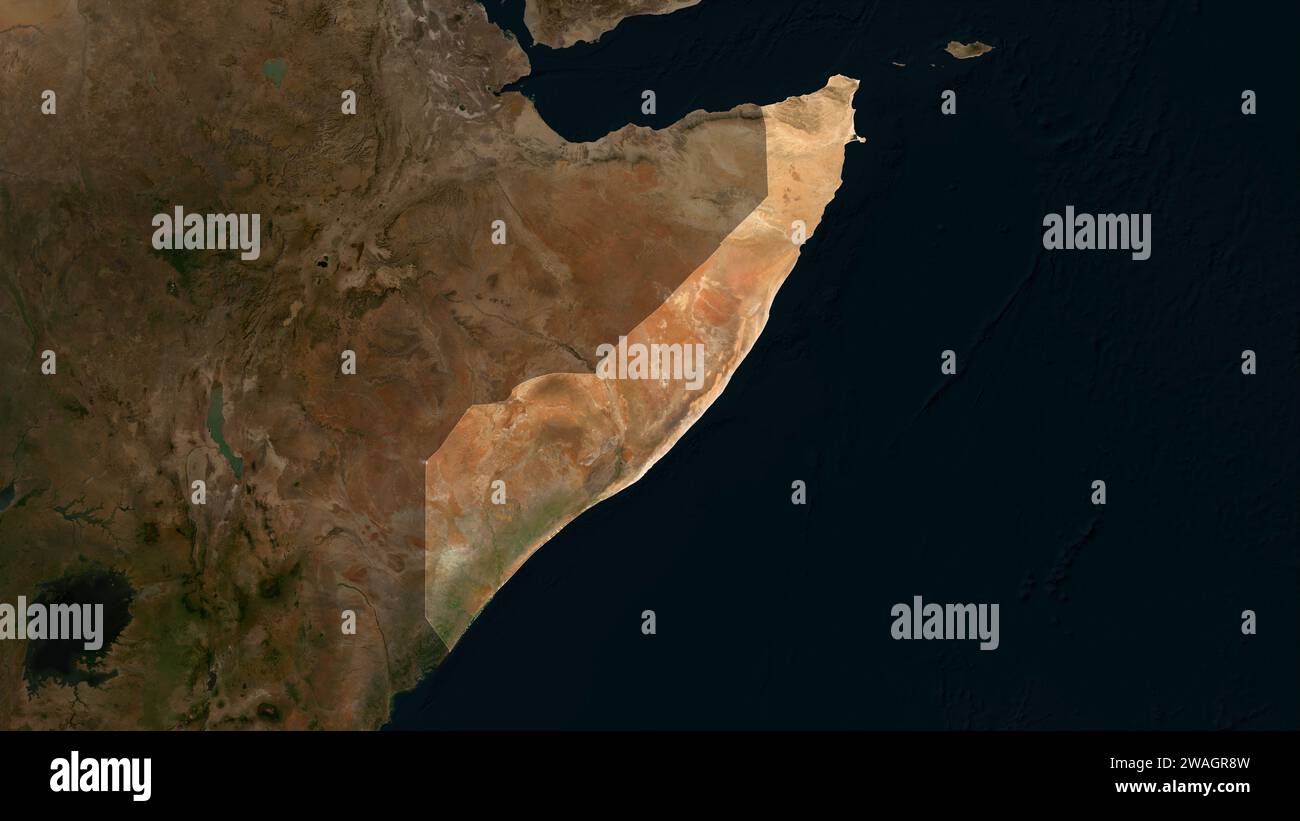 Somalia Mainland highlighted on a low resolution satellite map Stock ...