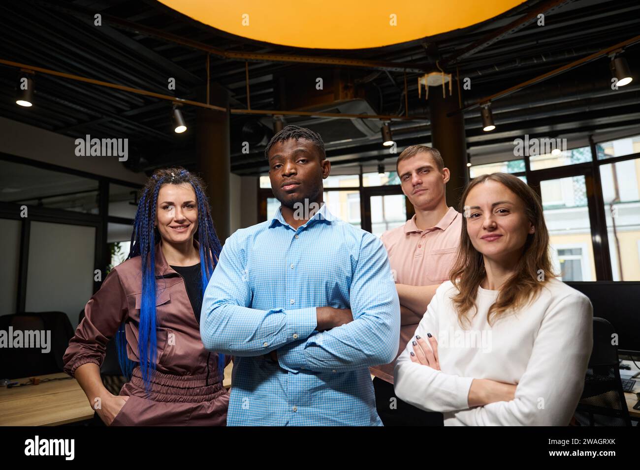 Serious business man folding hands hi-res stock photography and images ...