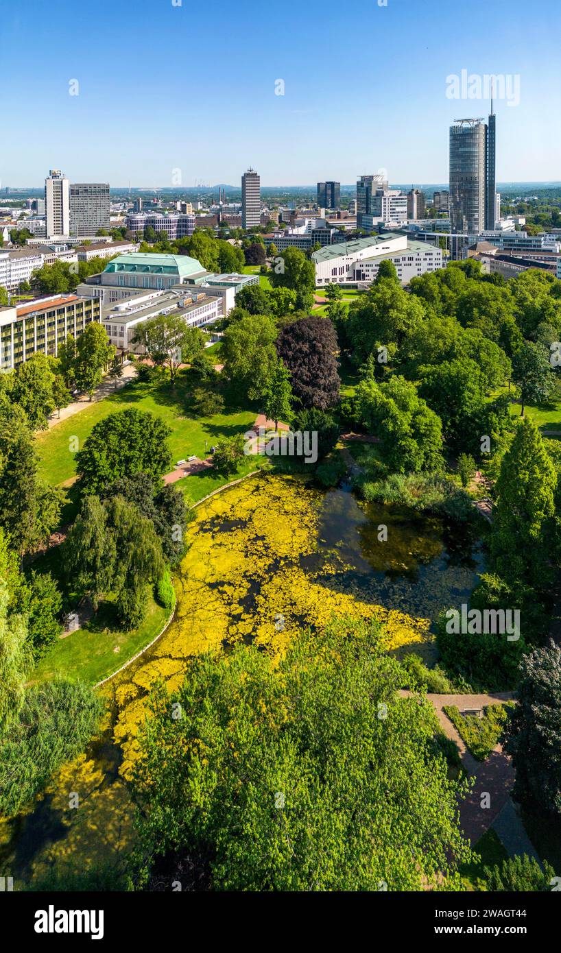 The skyline of Essen city centre, with the RWE Tower on the right and ...