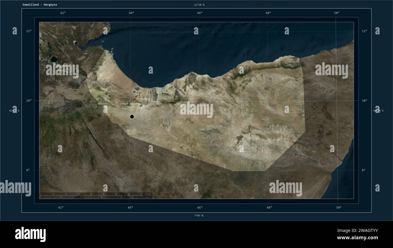 Somaliland highlighted on a high resolution satellite map map with the ...