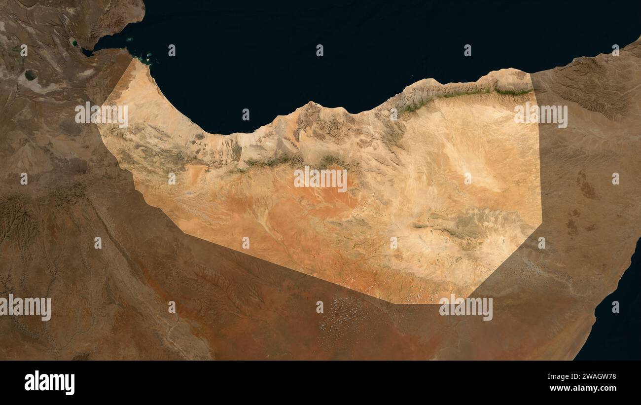 Somaliland highlighted on a low resolution satellite map Stock Photo ...