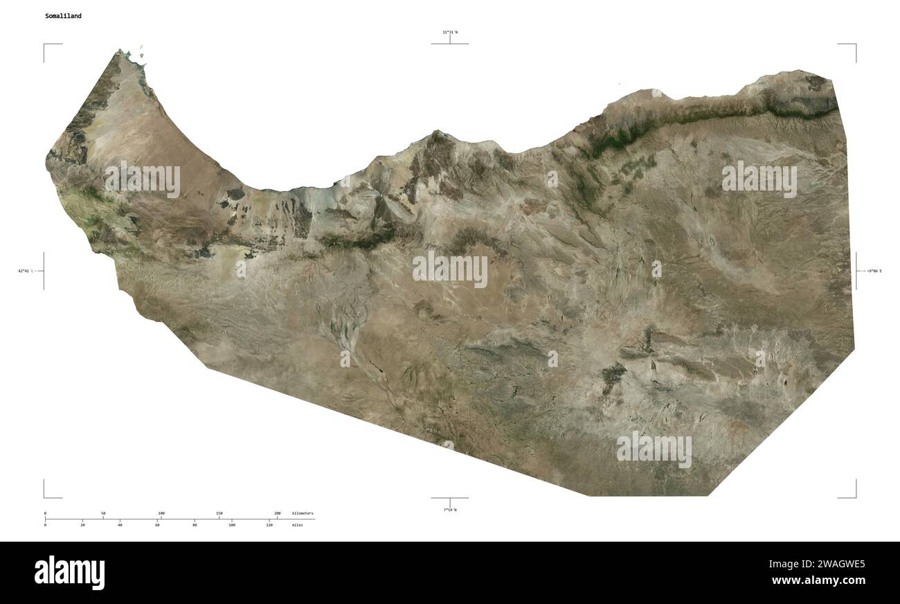 Shape of a high resolution satellite map of the Somaliland, with ...