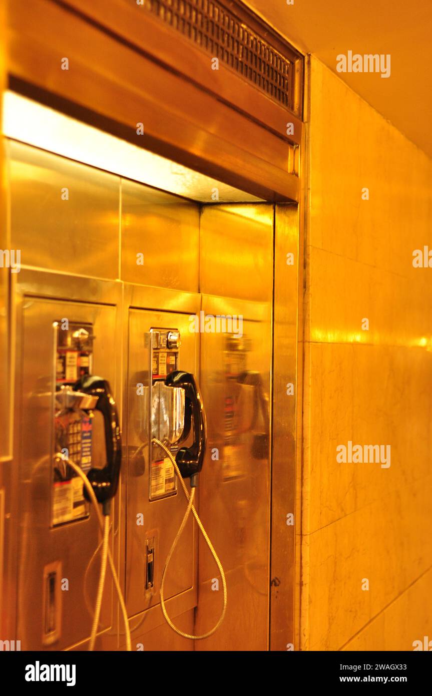 Old phones at phonebooth in Central Station, New York, US Stock Photo ...