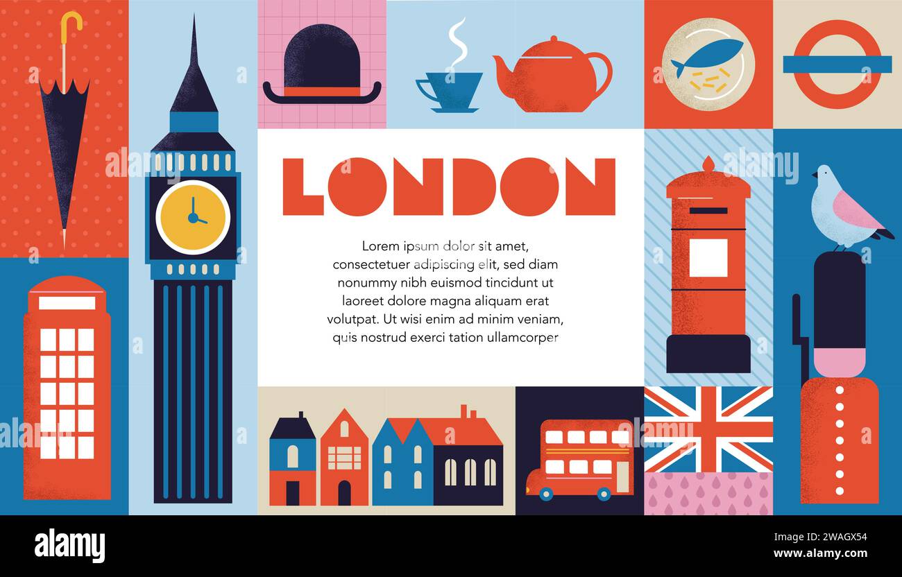 London, Uk, England geometrical banner design. Colorful modular ...