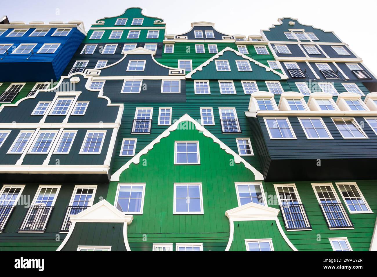 Traditional dutch houses stacked on top of each other in Zaandam ...