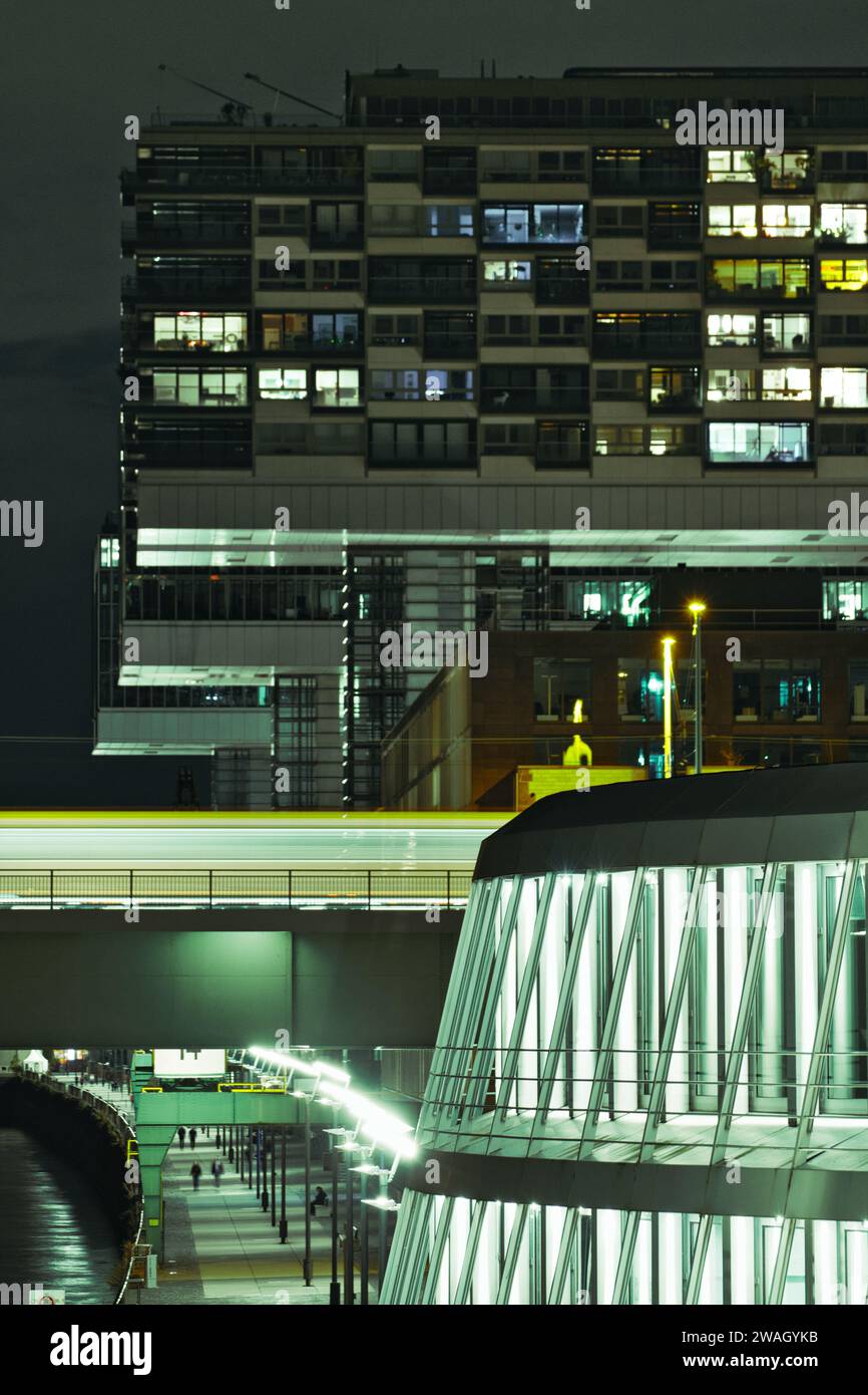 Chocolate museum with the crane houses and the Glass Palace in Cologne ...