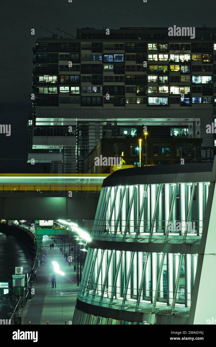 Chocolate museum with the crane houses and the Glass Palace in Cologne ...