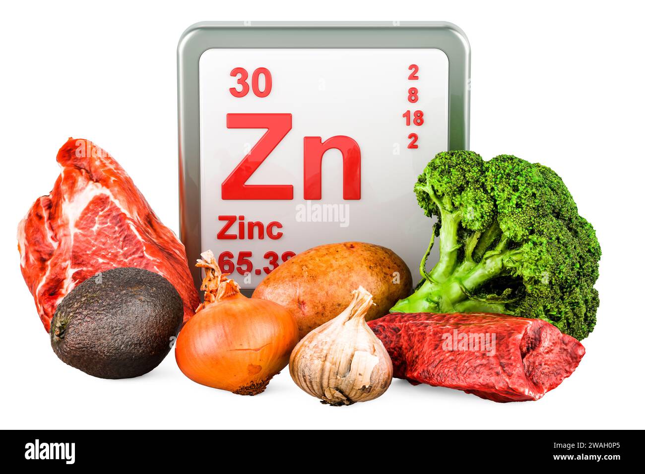 Products containing Zinc, Zn. 3D rendering isolated on white background Stock Photo - Alamy