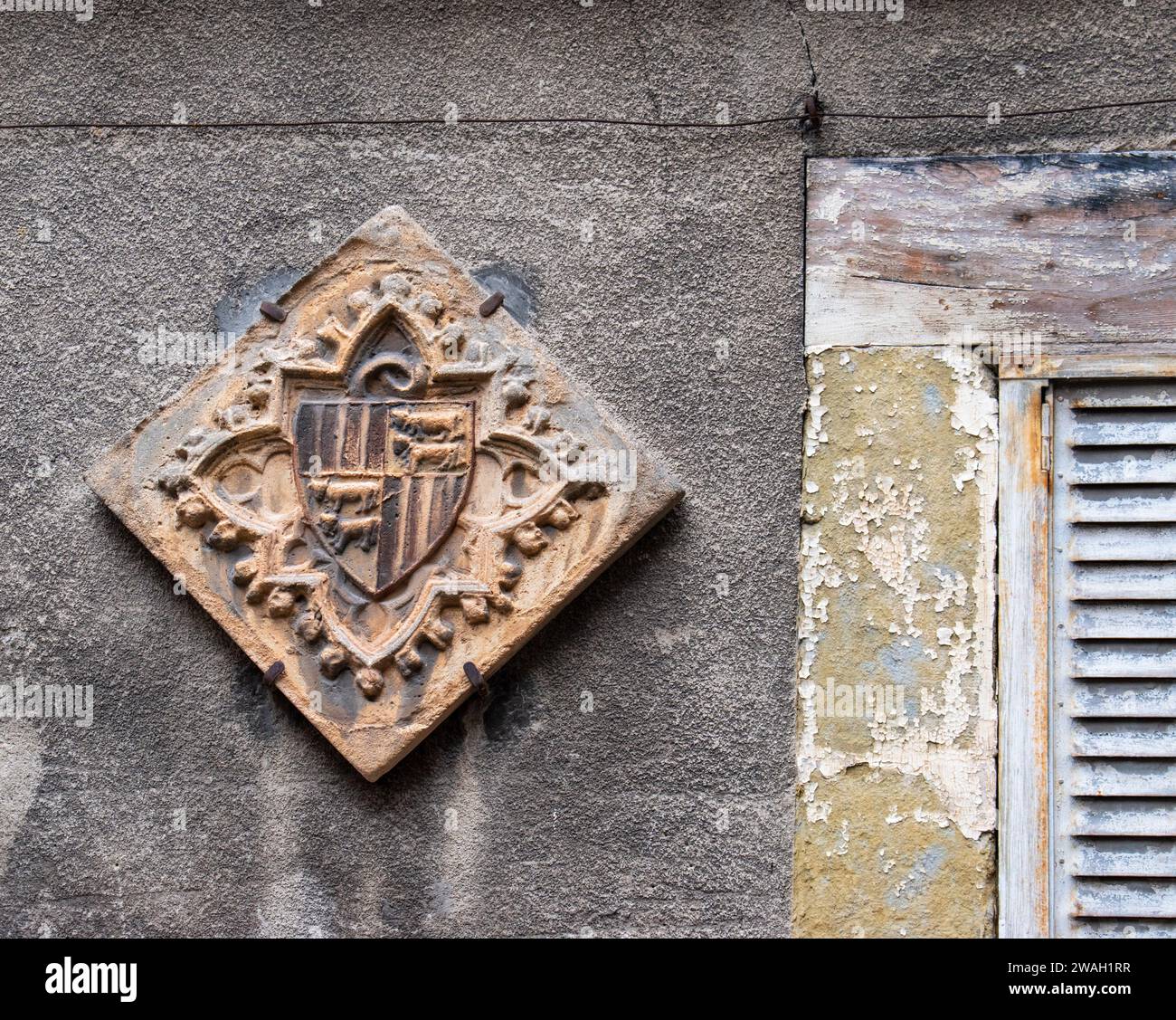 Foix, France - 12 29 2023 : the coat of arms of the city of Foix in ...