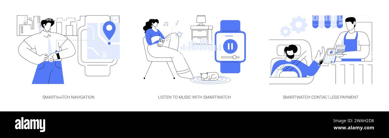 Smartwatch use isolated cartoon vector illustrations se Stock Vector ...