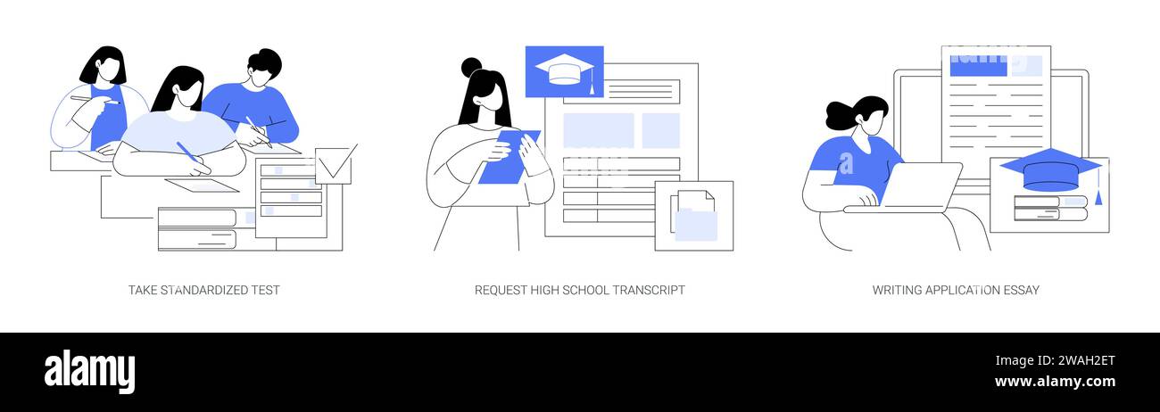 College admission process isolated cartoon vector illustrations se ...