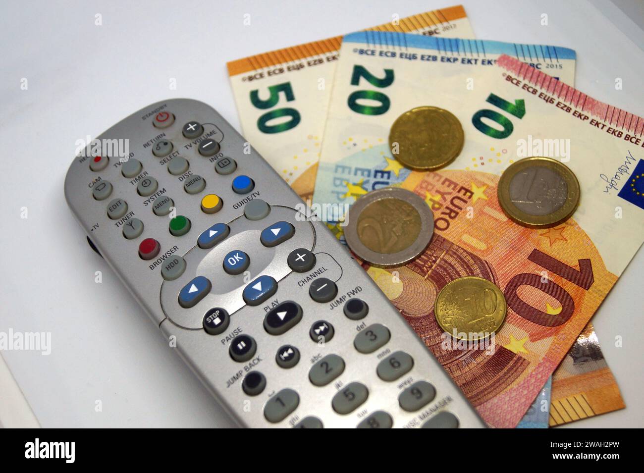 remote control and money, symbol image of Pay TV Stock Photo - Alamy