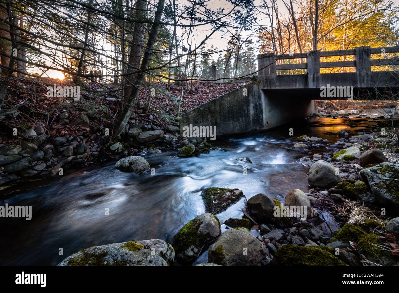 Stokes State Forest in Sussex County, NJ, a footbridge over Flatbrook ...