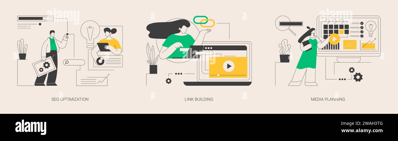 SEO strategy abstract concept vector illustrations Stock Vector Image ...