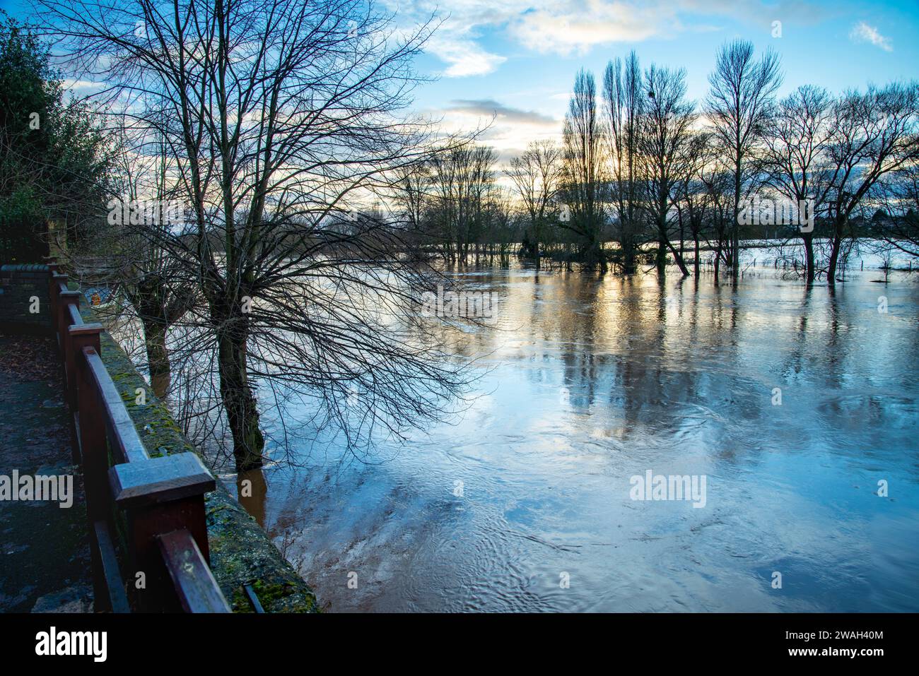 Significant flooding from rain water pouring into the Severn river ...