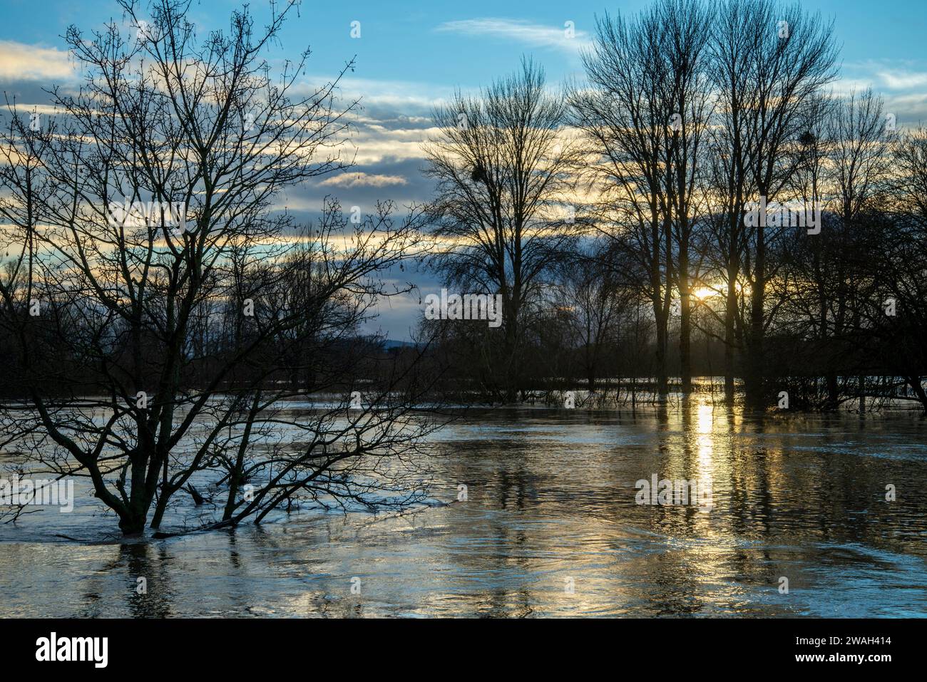 Significant flooding from rain water pouring into the Severn river ...