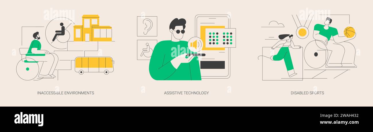 Disabled people in social environment abstract concept vector ...
