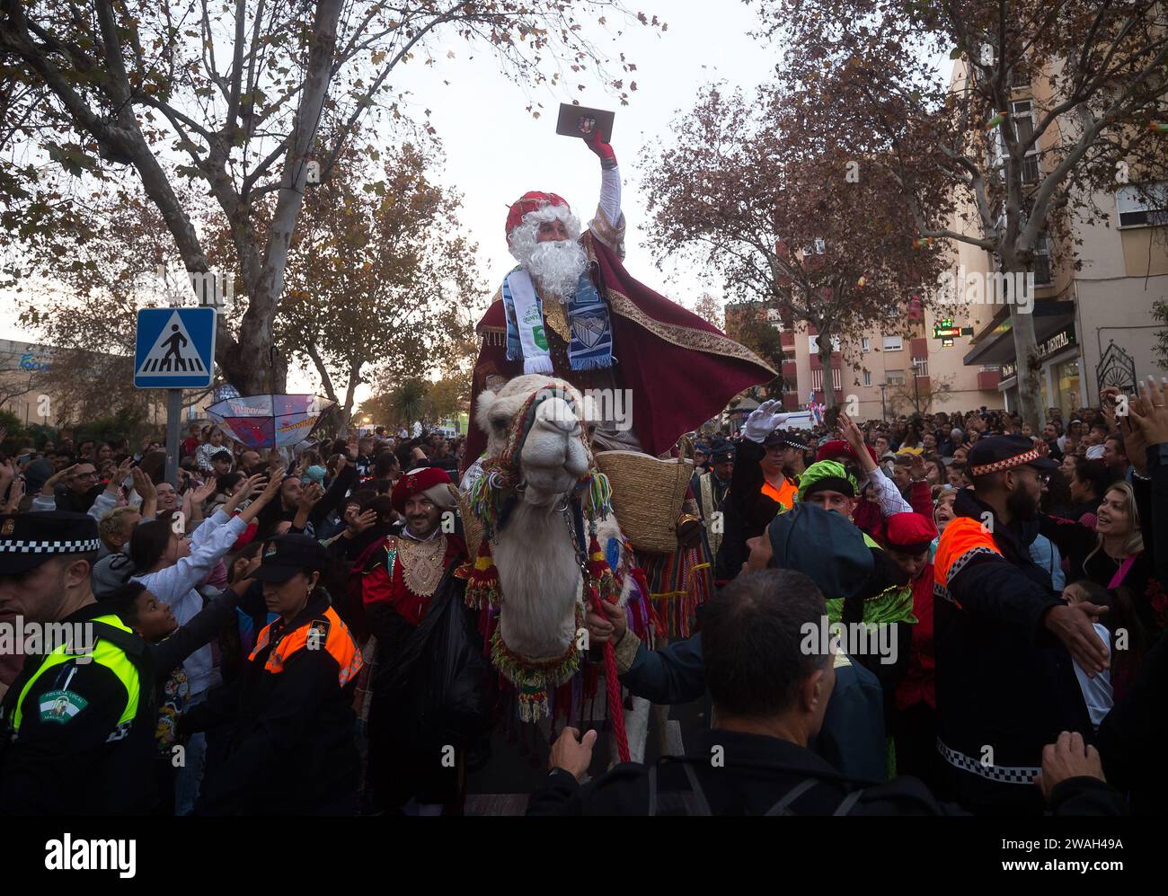 Malaga, Spain. 04th Jan, 2024. A man dressed as Melchior, depicting one ...