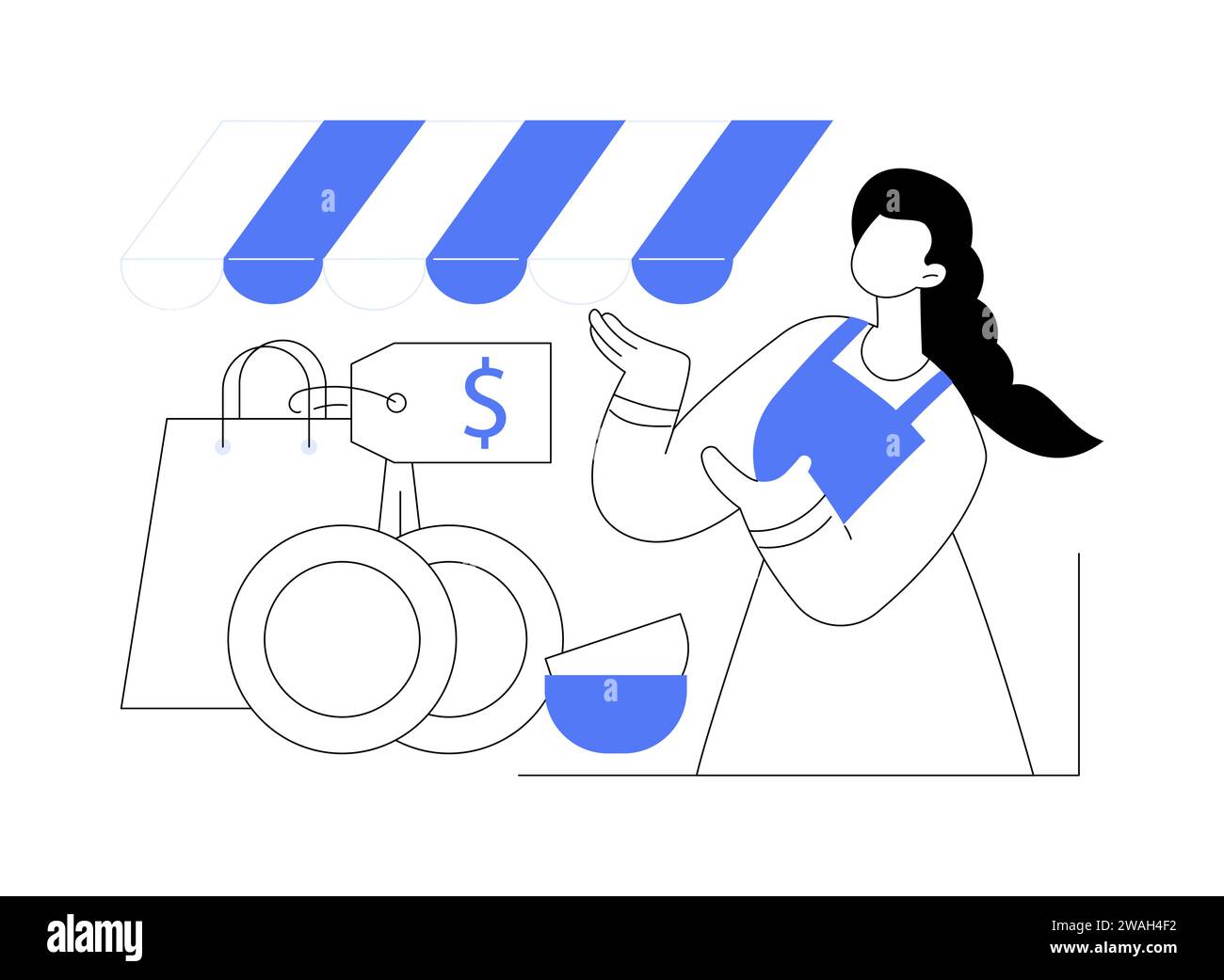 Selling crafts at the market isolated cartoon vector illustrations ...