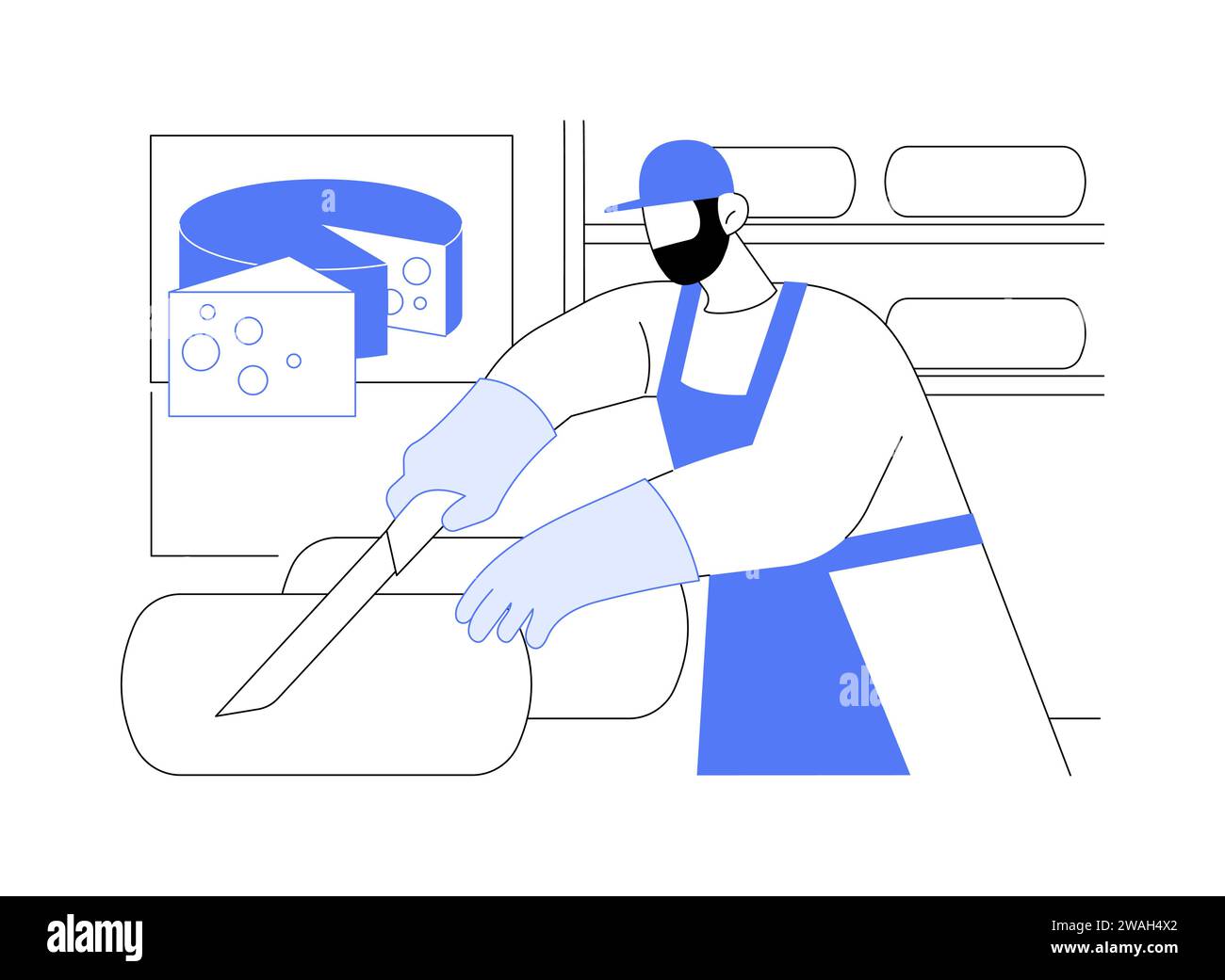 Cheese production isolated cartoon vector illustrations Stock Vector ...