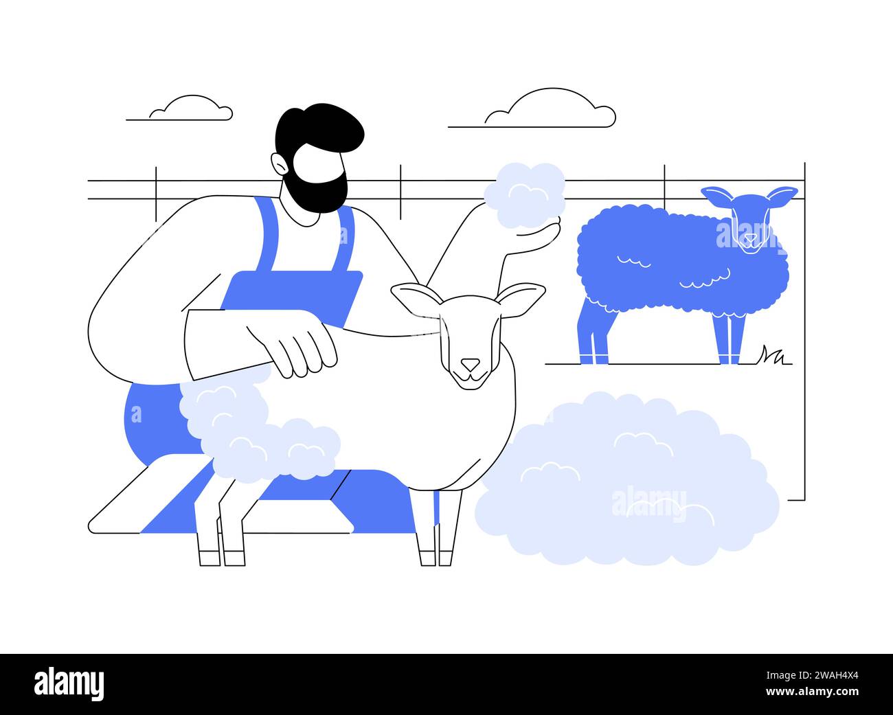 Sheep wool production isolated cartoon vector illustrations Stock ...