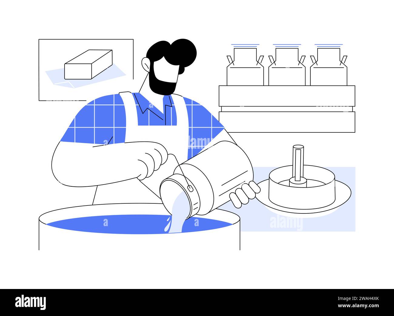 Butter production isolated cartoon vector illustrations Stock Vector ...