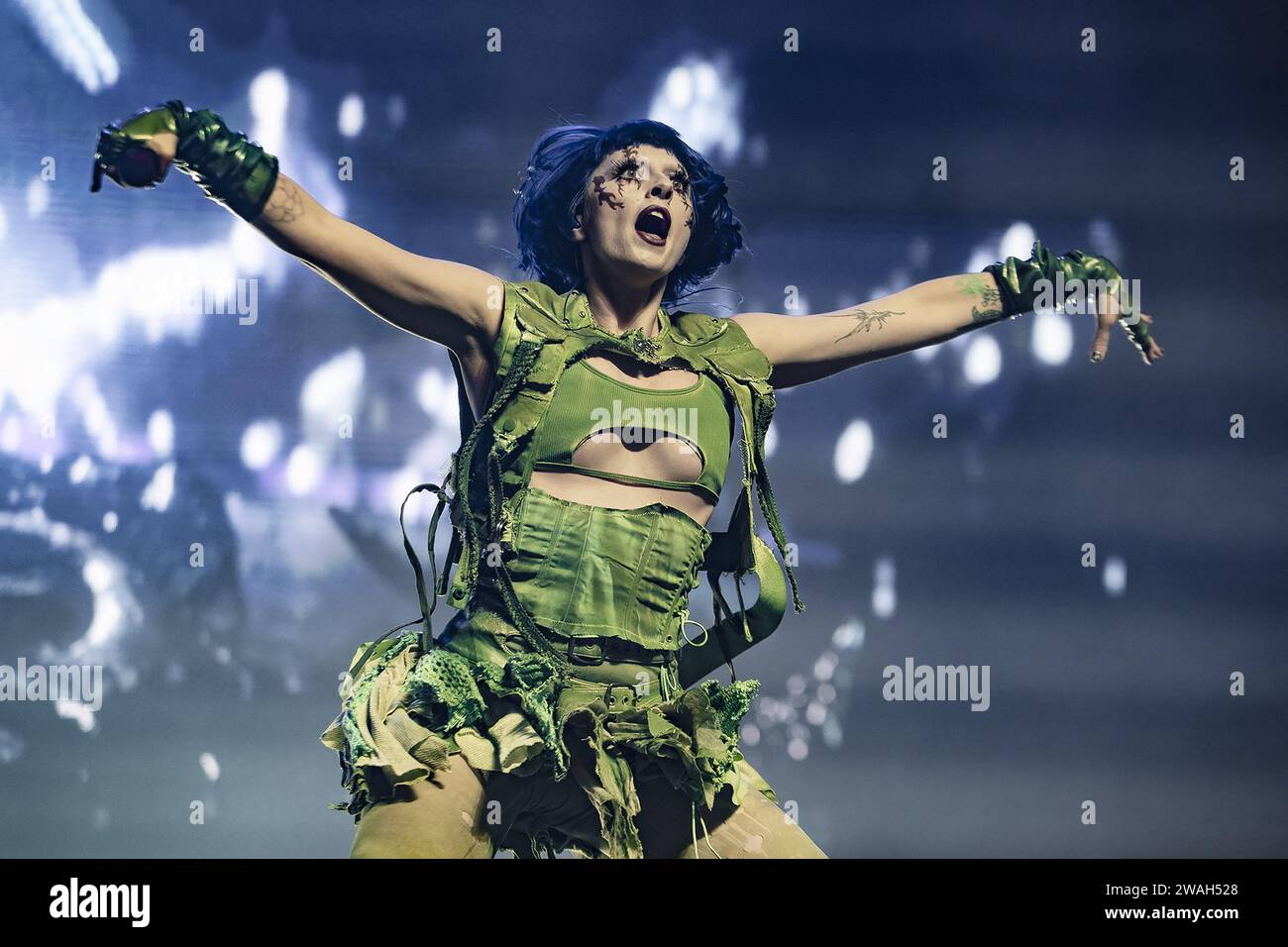LONDON, ENGLAND: Ashnikko performs during the Weedkiller tour at ...