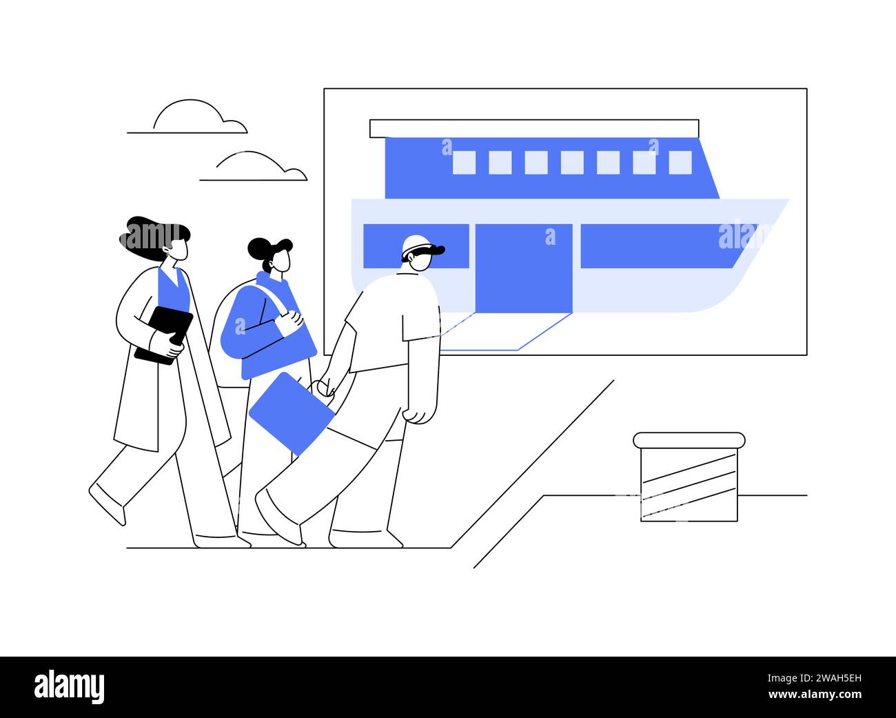 Getting on a boat abstract concept vector illustration Stock Vector ...