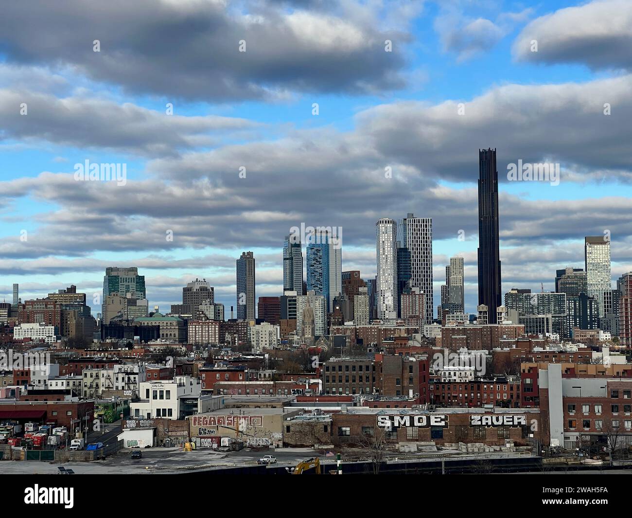 View of the Downtown Brooklyn ever growing skyline from the elevated ...