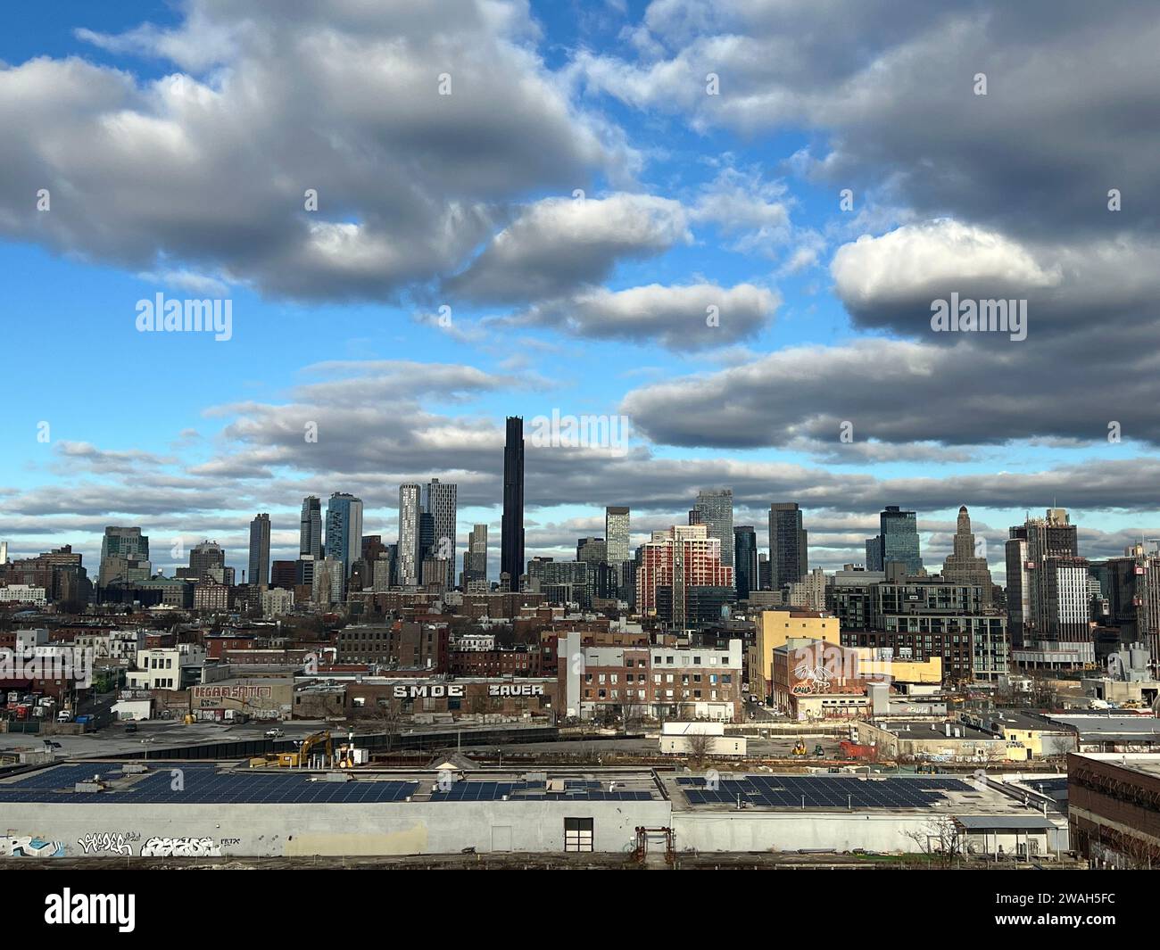 View of the Downtown Brooklyn ever growing skyline from the elevated ...