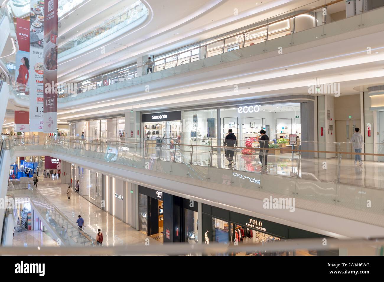 Shenzhen, China, January 04, 2023: interior of Uniwalk Center. This is a five-story retail ...
